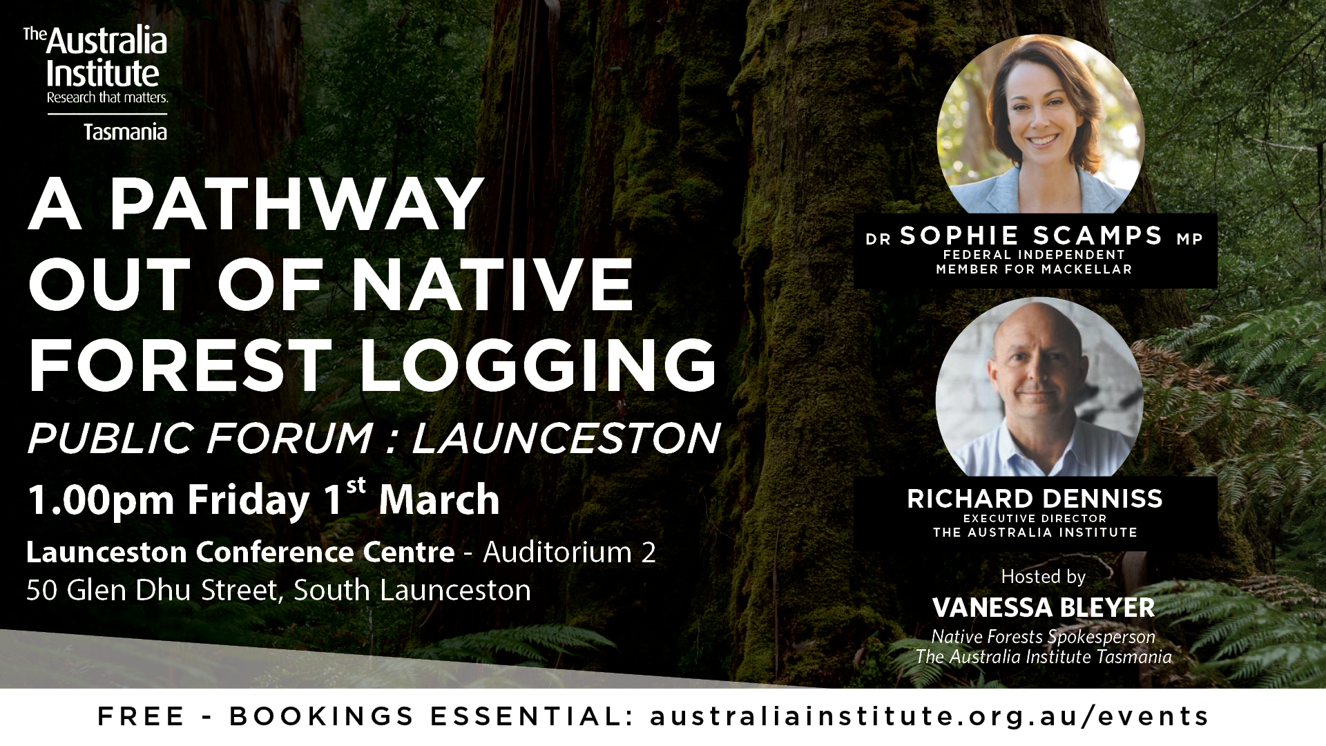 A Pathway out of Native Forest Logging with Dr Sophie Scamps MP & Richard Denniss - The ...